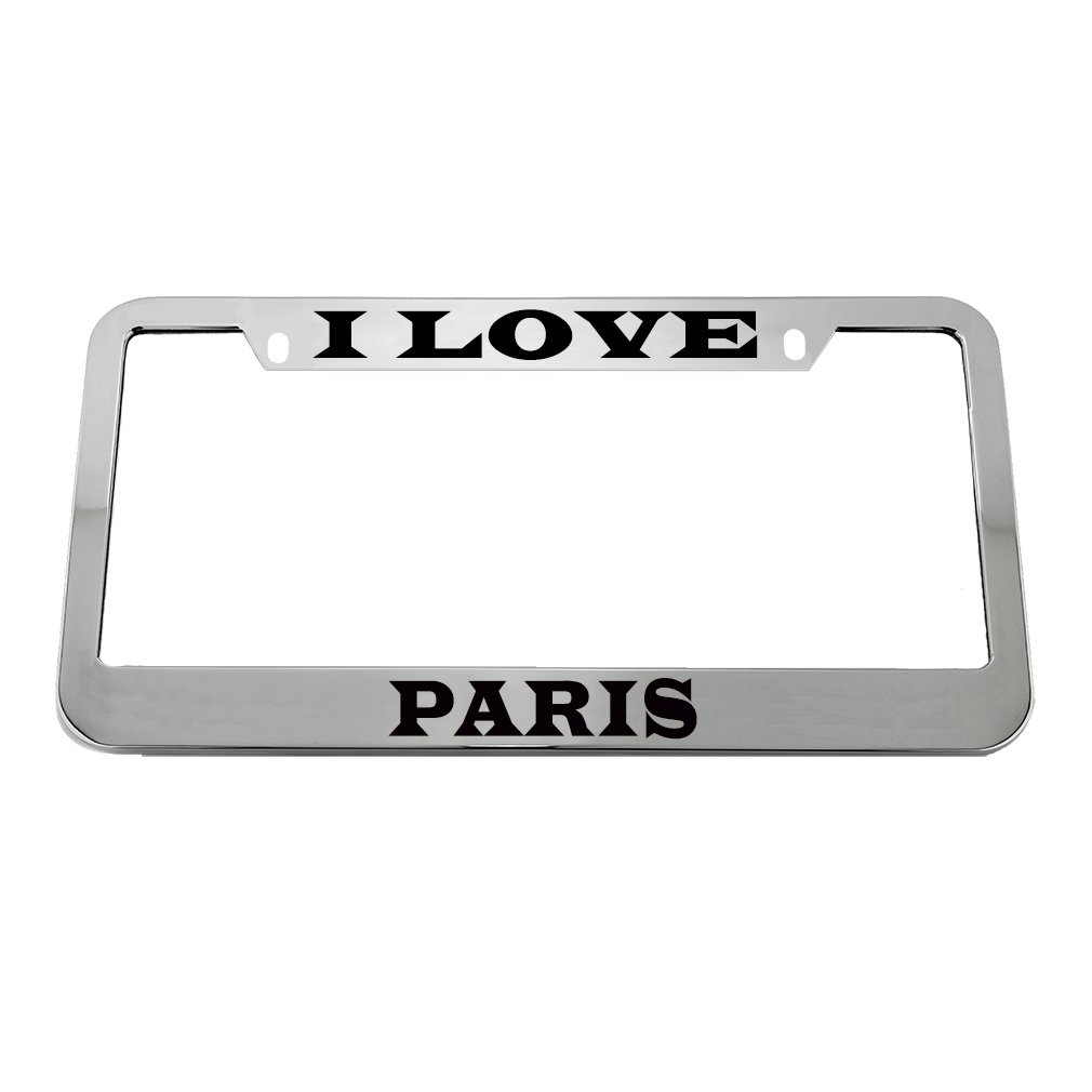 License Plate Frame I Love Paris Zinc Weatherproof Car Accessories ...