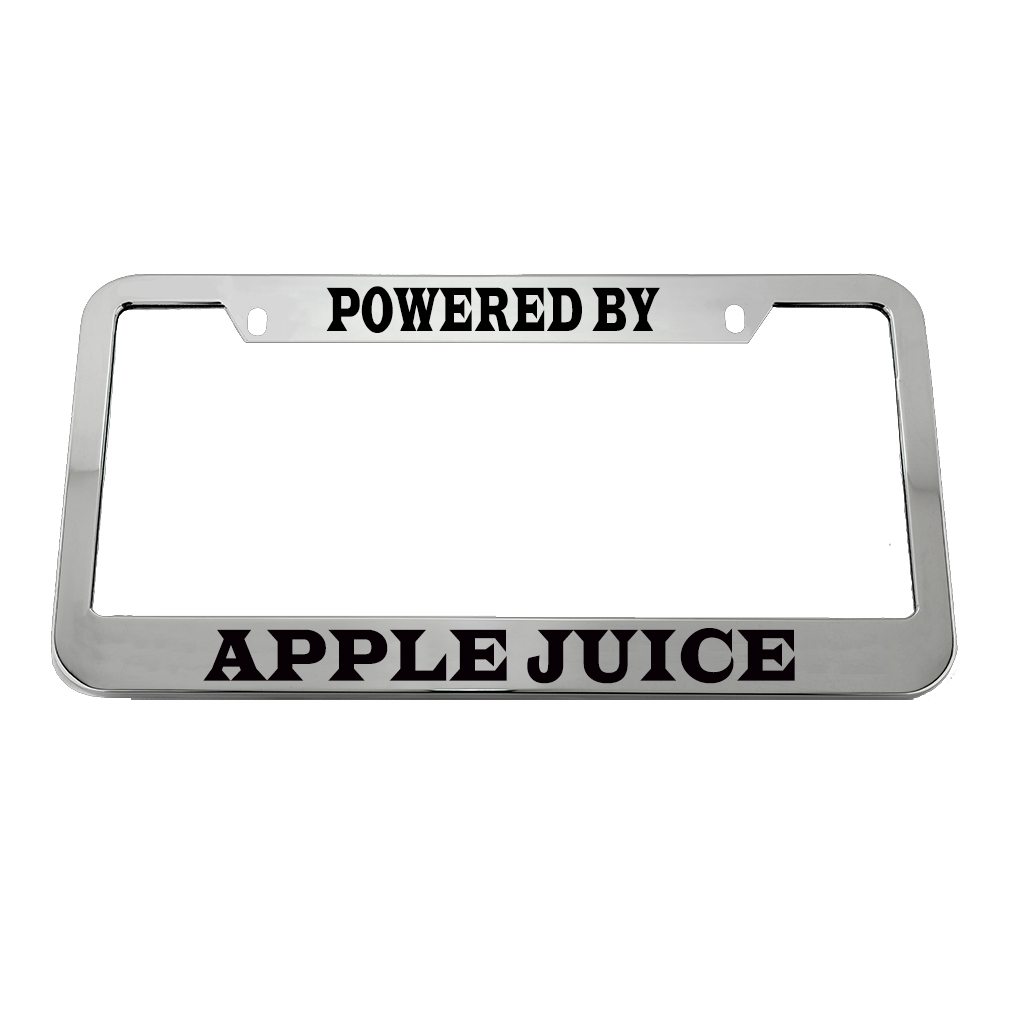 License Plate Frame Powered by Apple Juice Zinc Weatherproof Car ...